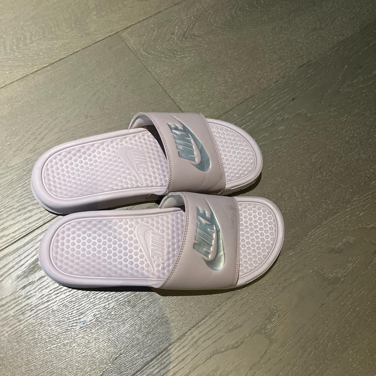 Nike sliders, worn once outside. There’s a good... - Depop