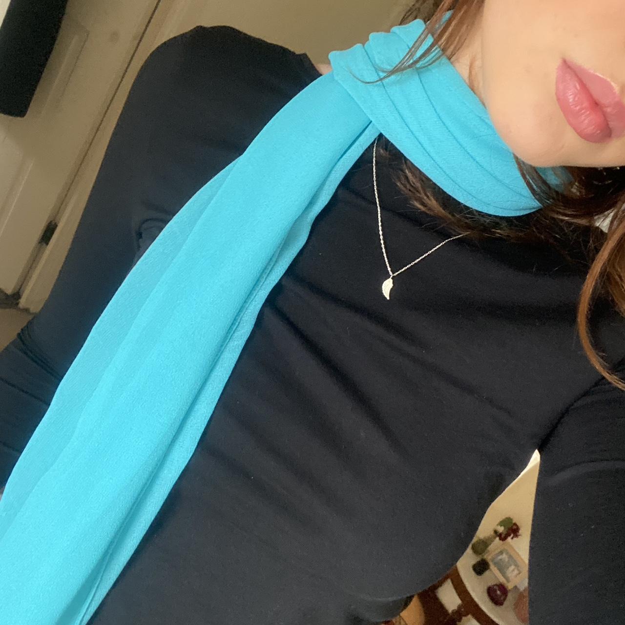 most amazing Y2K blue scarf has sequins at the... - Depop