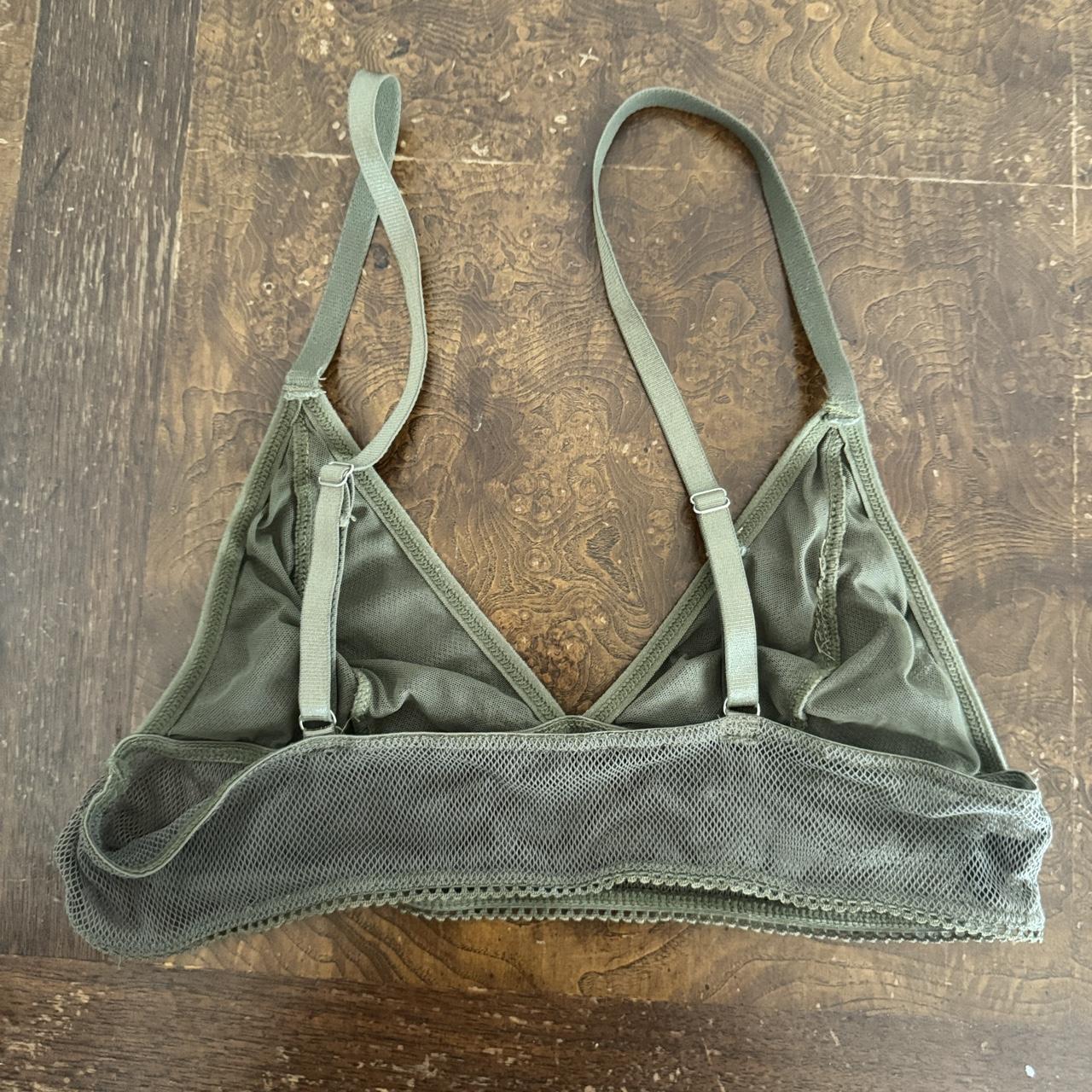 Green mesh bralette / top Tag says size medium but... - Depop