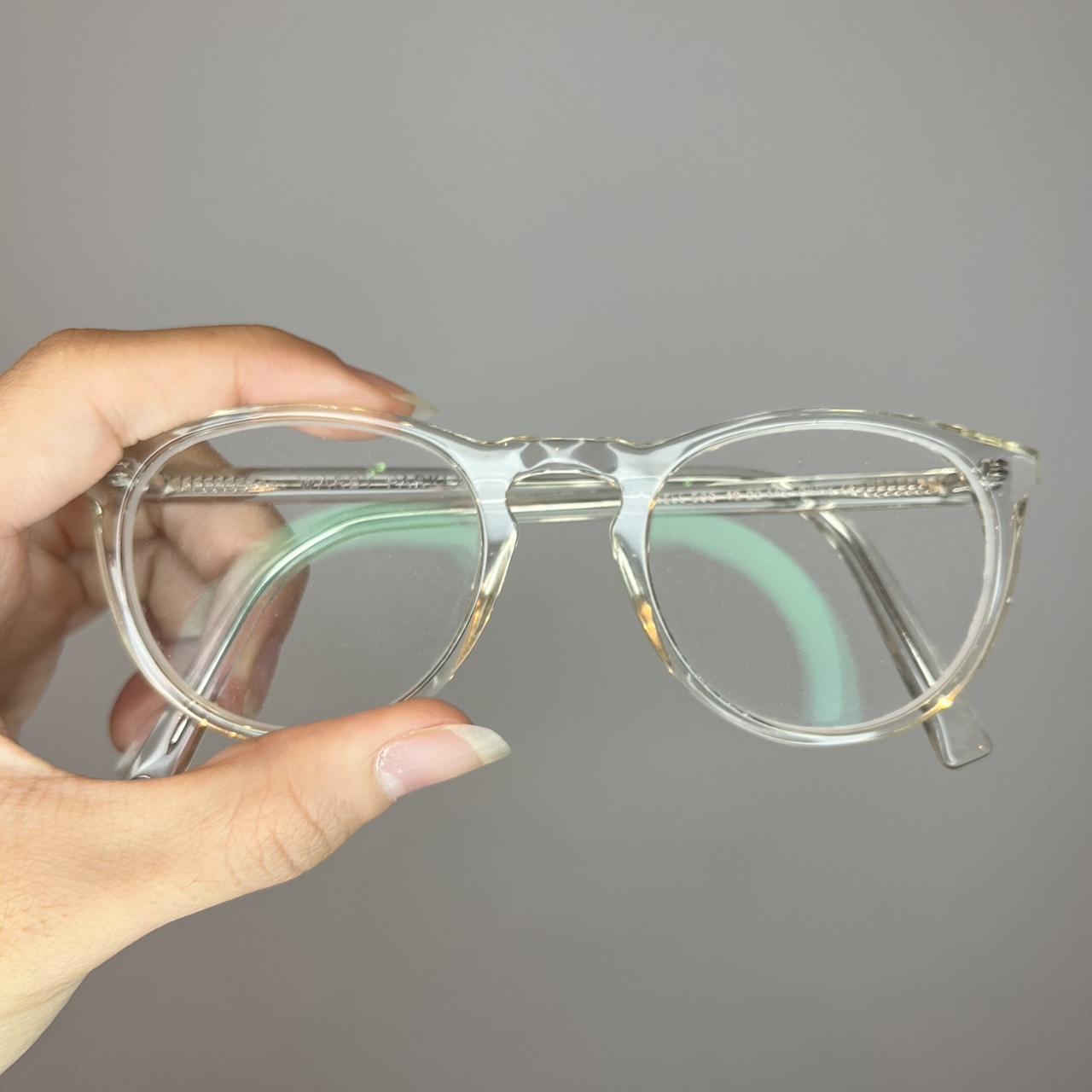Clear plastic Warby Parker glasses with keyhole nose... - Depop