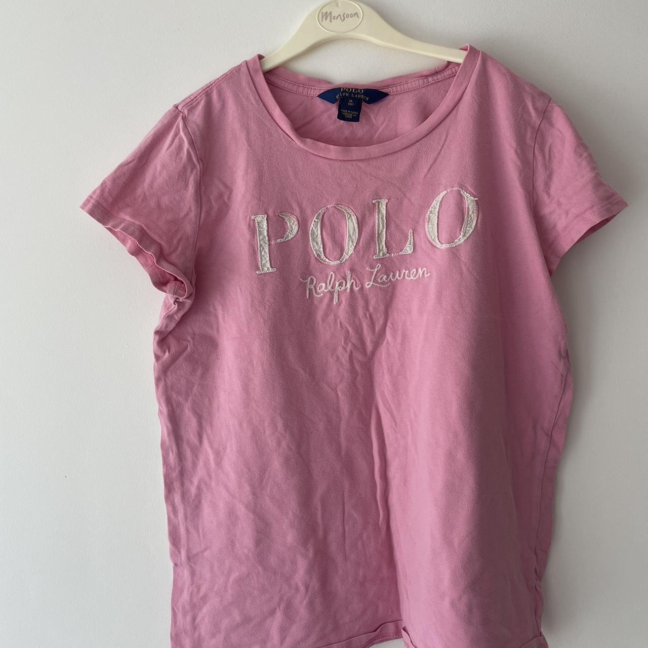 Baby pink polo Ralph Lauren T-shirt top. Good... | Depop
