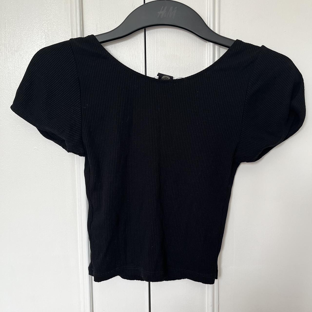 Urban outfitters black square neck crop top with... - Depop