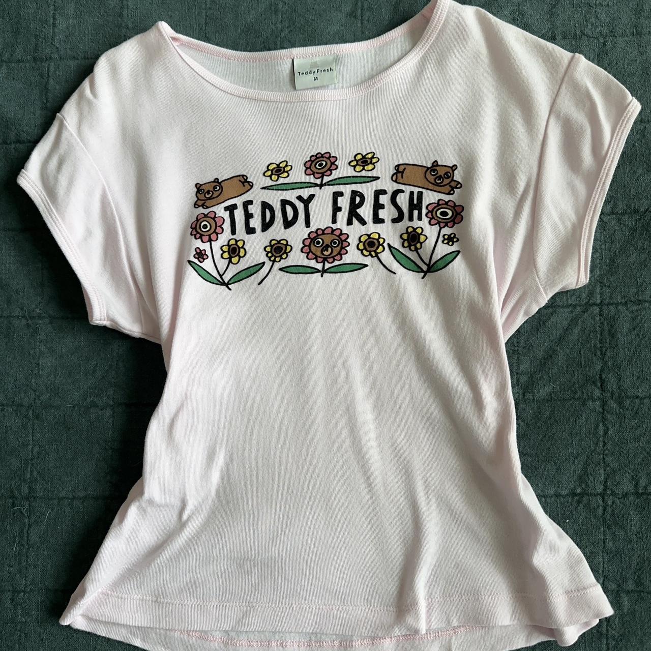 Authentic Teddy Fresh floral pink baby tee🎀... - Depop