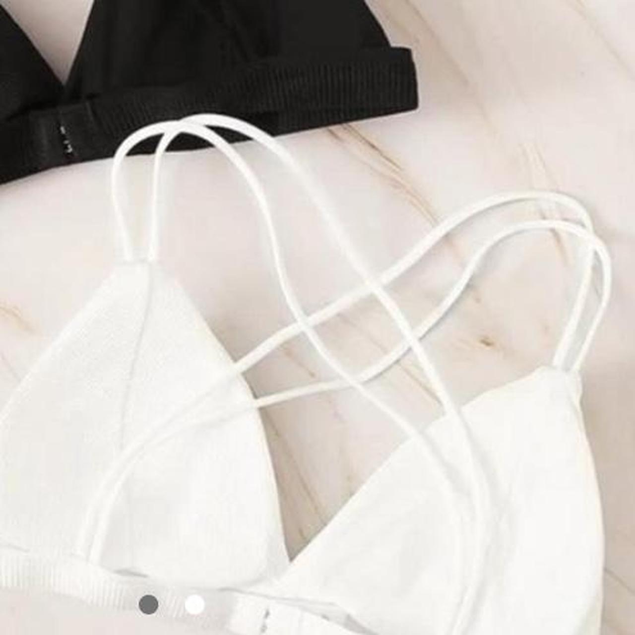 white criss cross back bra bralette bralet ribbed... - Depop