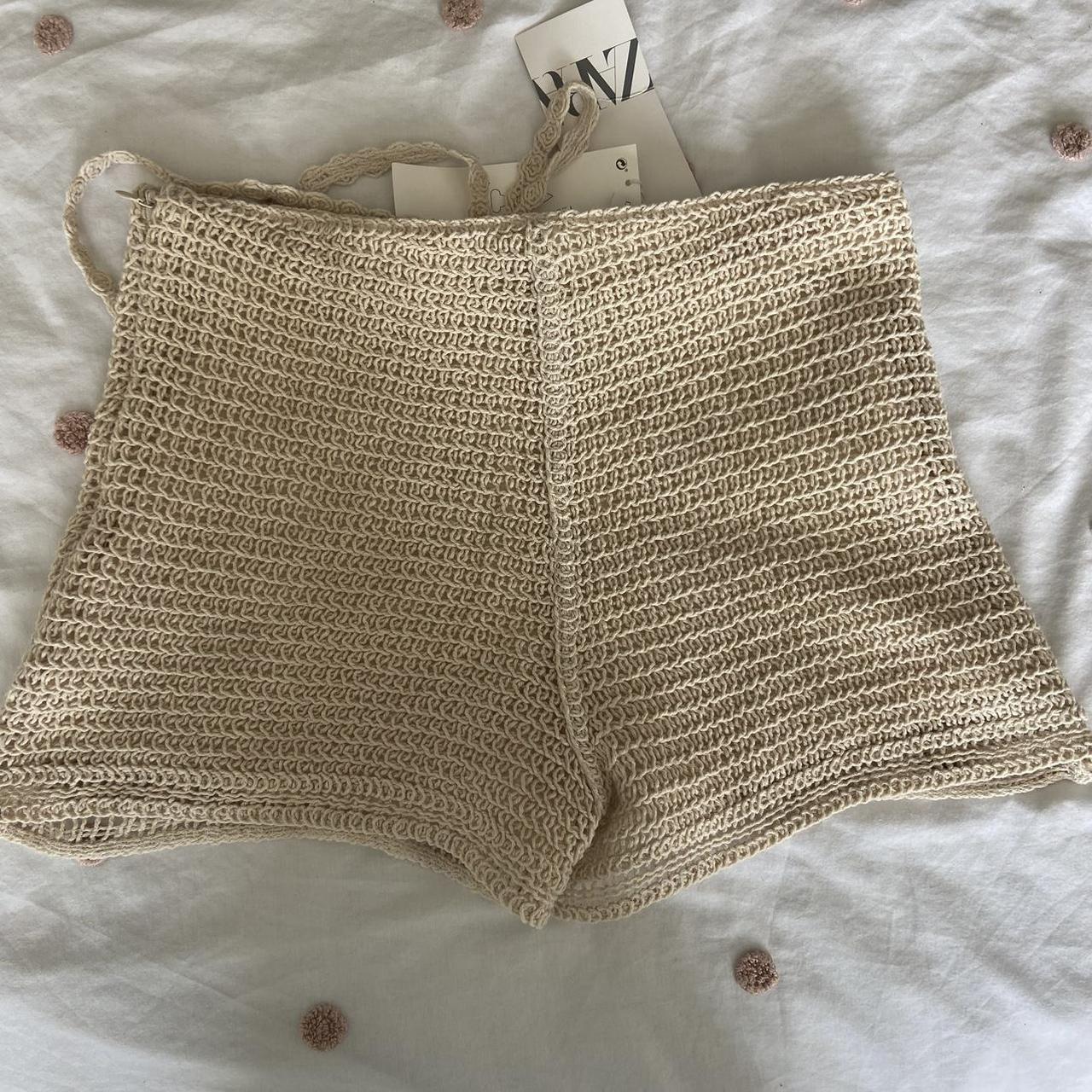 ZARA - cream crotchet shorts ‼️a top that matches... - Depop