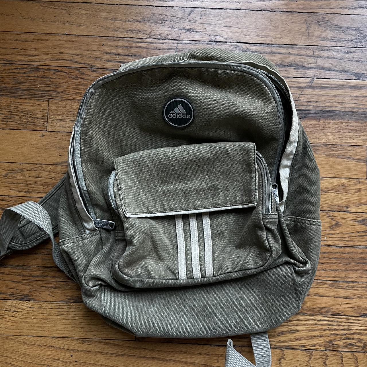 Vintage Adidas canvas backpack So cute!!! Front... - Depop