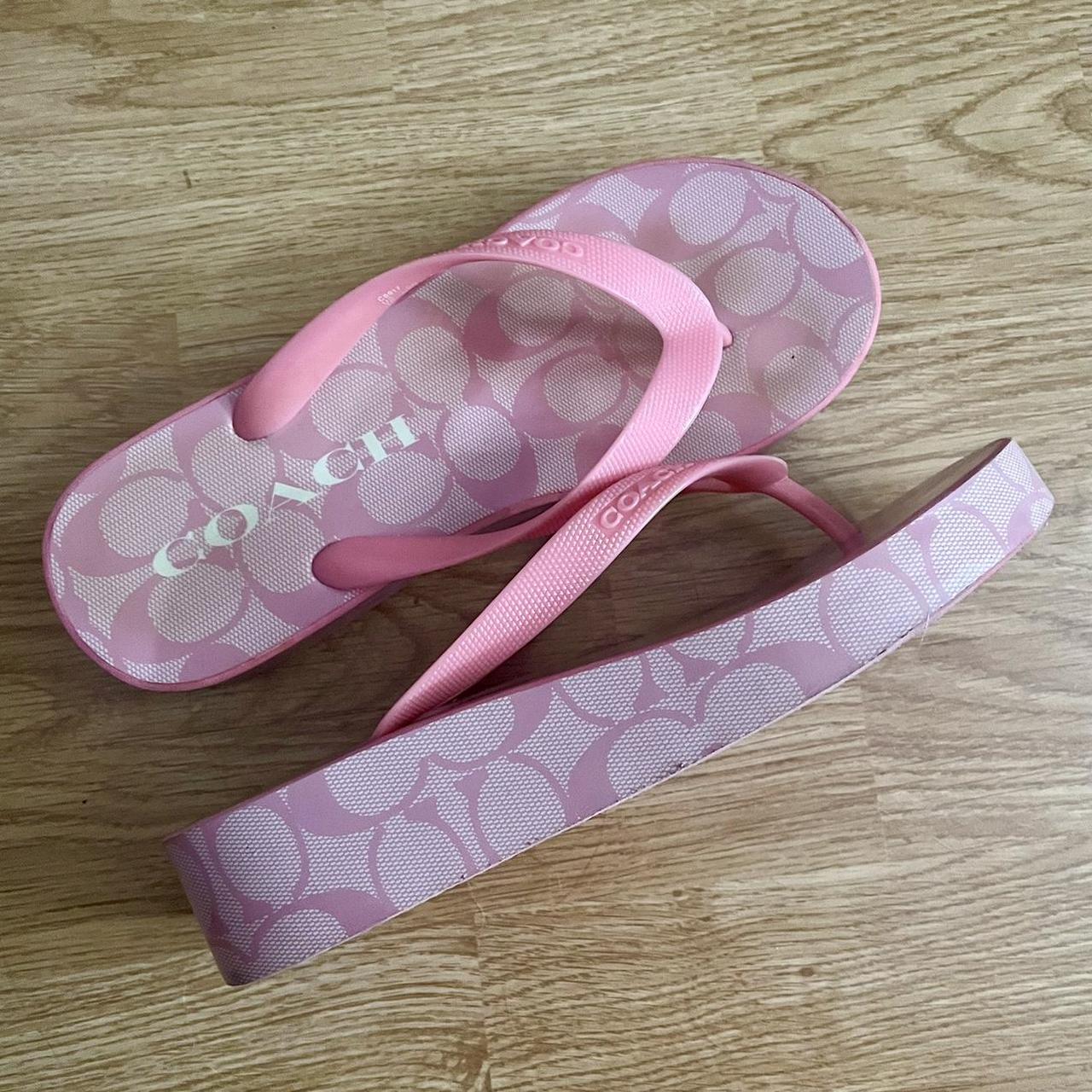 Vintage Coach pink wedge sandal. No size on the... - Depop