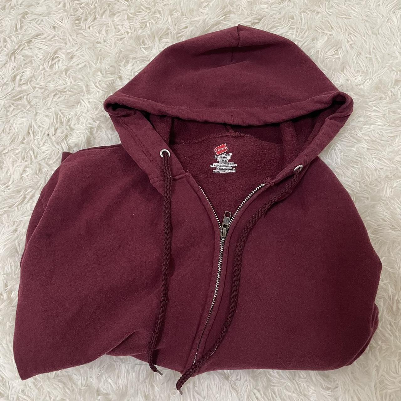 Maroon zip up hoodie Size medium - Depop