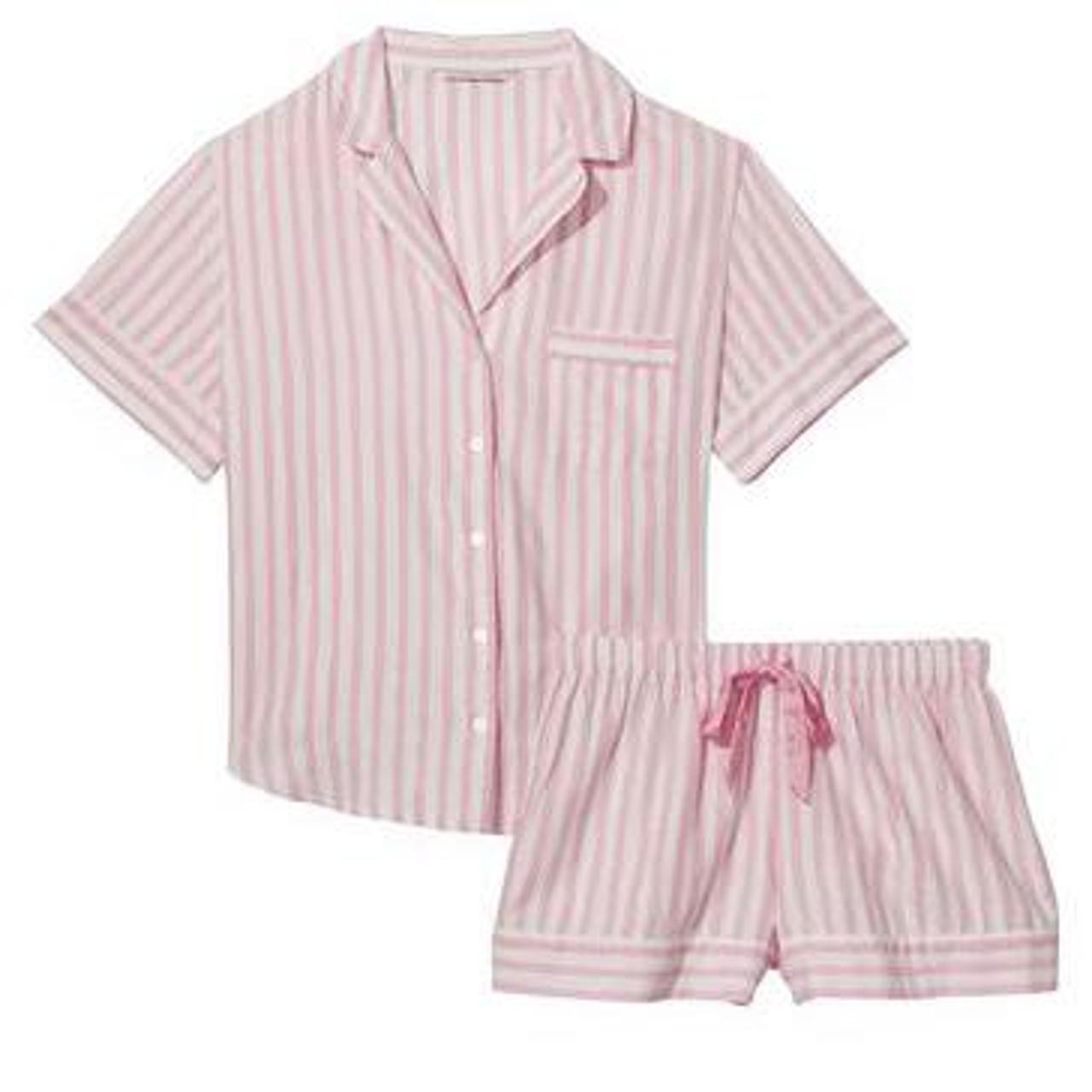 Victoria's Secret Women's Pink and White Pajamas | Depop