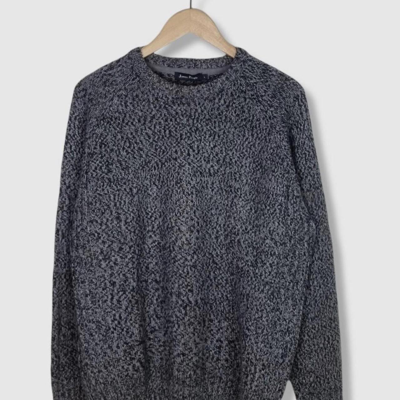 Vintage 00s James Pringle Knit Jumper Grey... - Depop