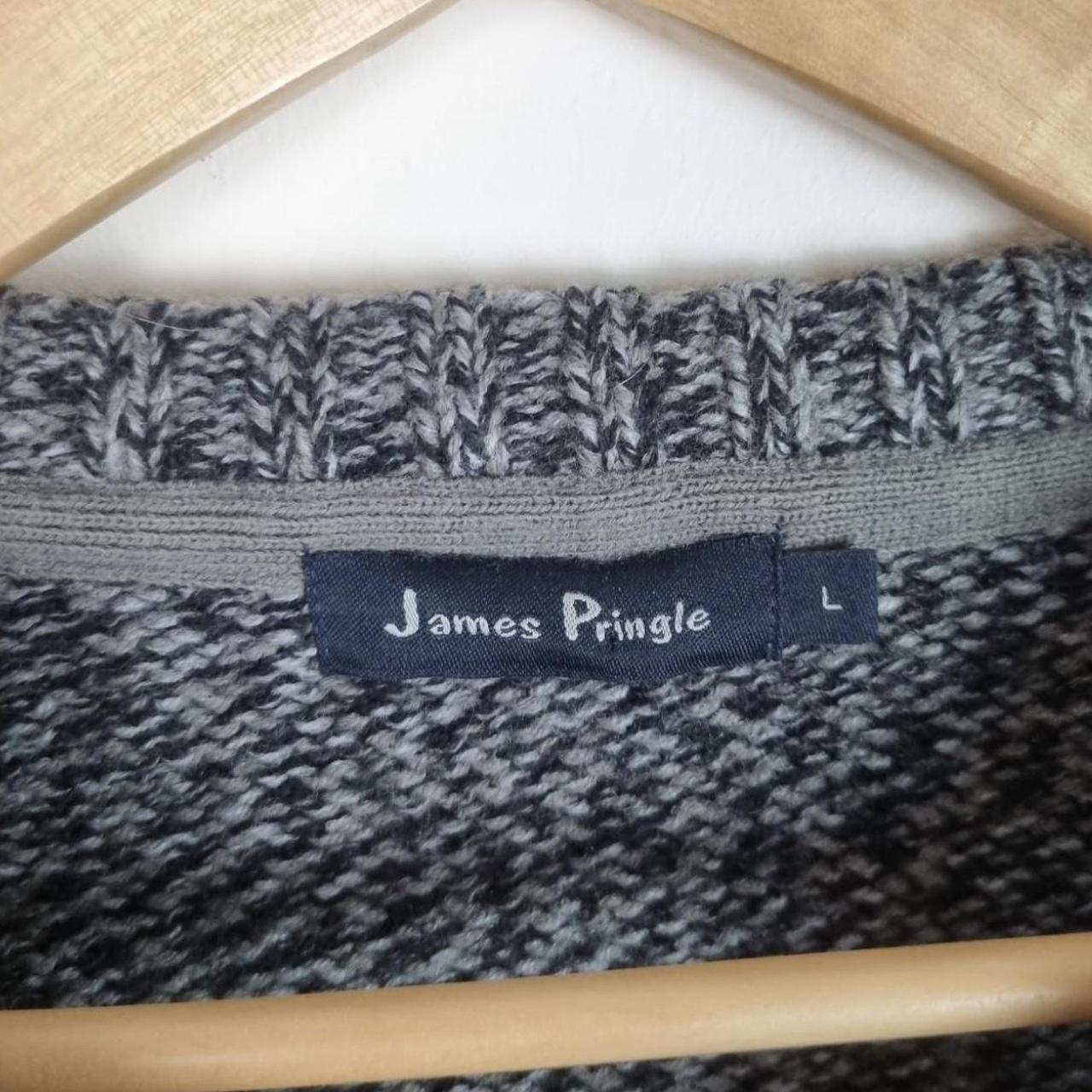 Vintage 00s James Pringle Knit Jumper Grey... - Depop