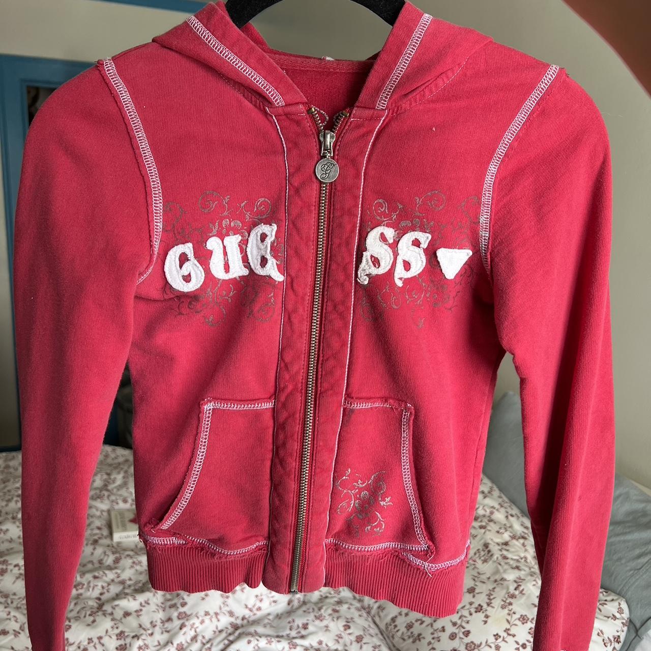 GUESS Red zip-up jacket ️‍🔥🕊️ Size S, 100% cotton - Depop