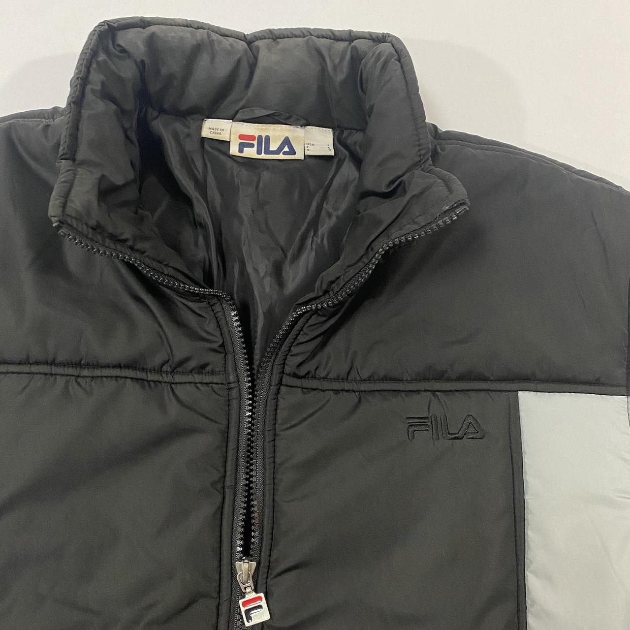 FILA Puffer jacket. Simple black and grey, nice and... - Depop