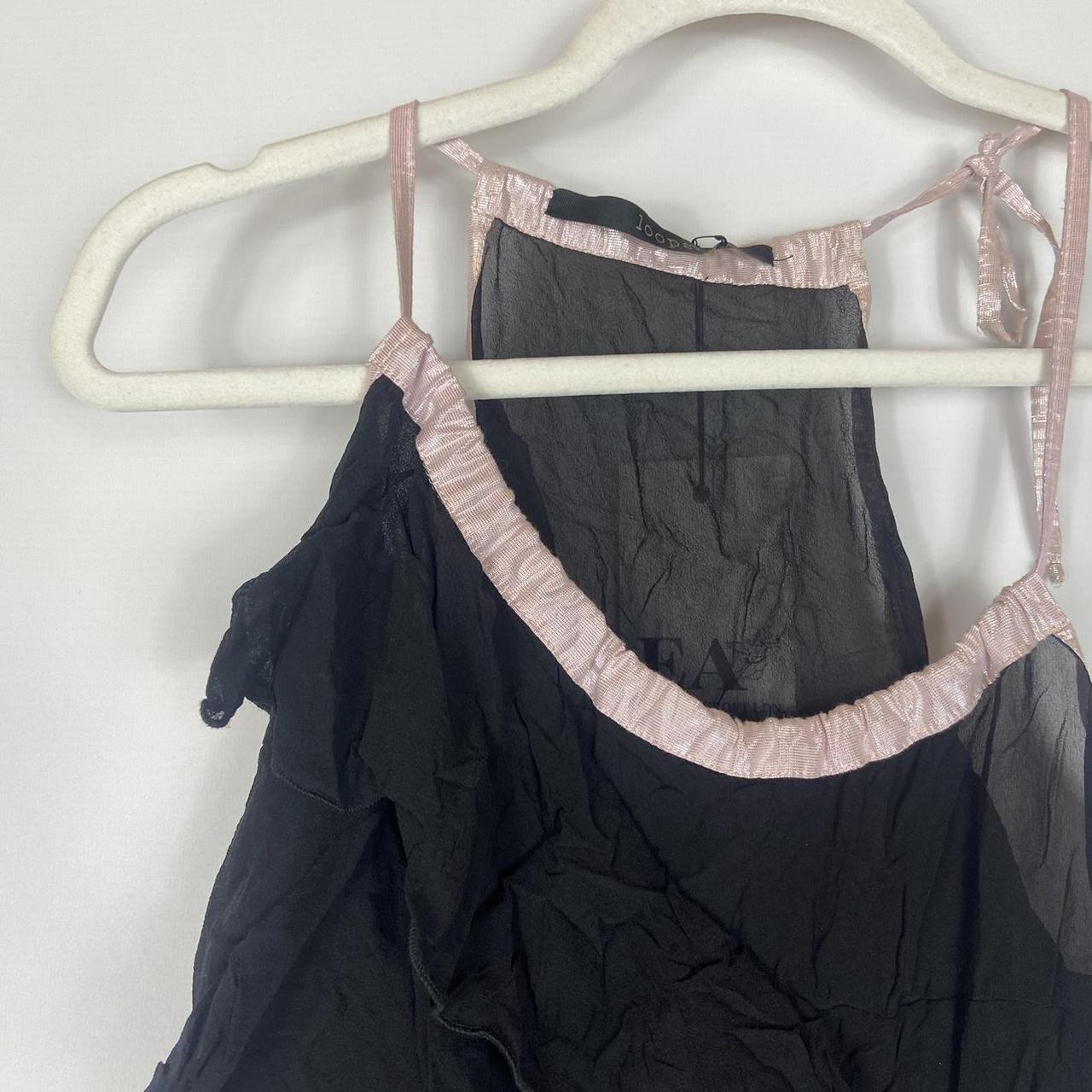 Super pretty black mesh ruffle asymmetric cami top... - Depop