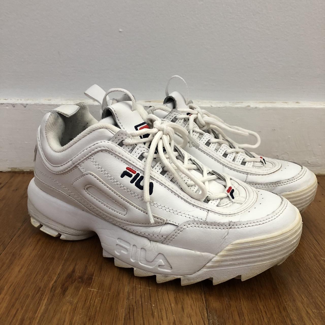 White platform Fila Disruptors. In fair condition... - Depop
