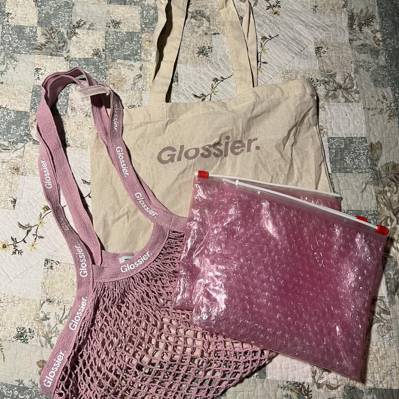 Glossier tote bag (fair), grocery bag (nwot), and... - Depop