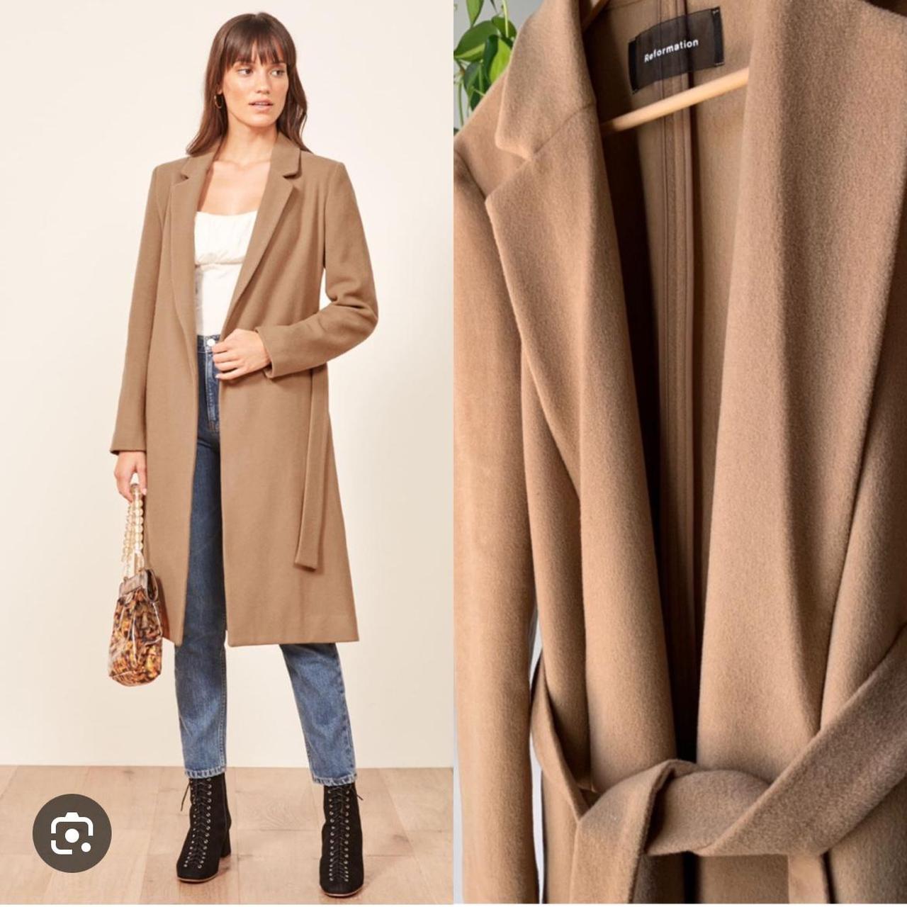 Reformation tan wool coat with belt (believe this is... - Depop
