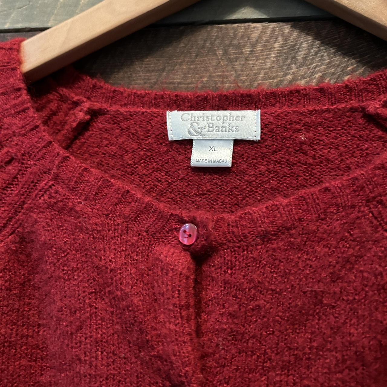 Christopher and Bank size XL red knitted cardigan.... - Depop