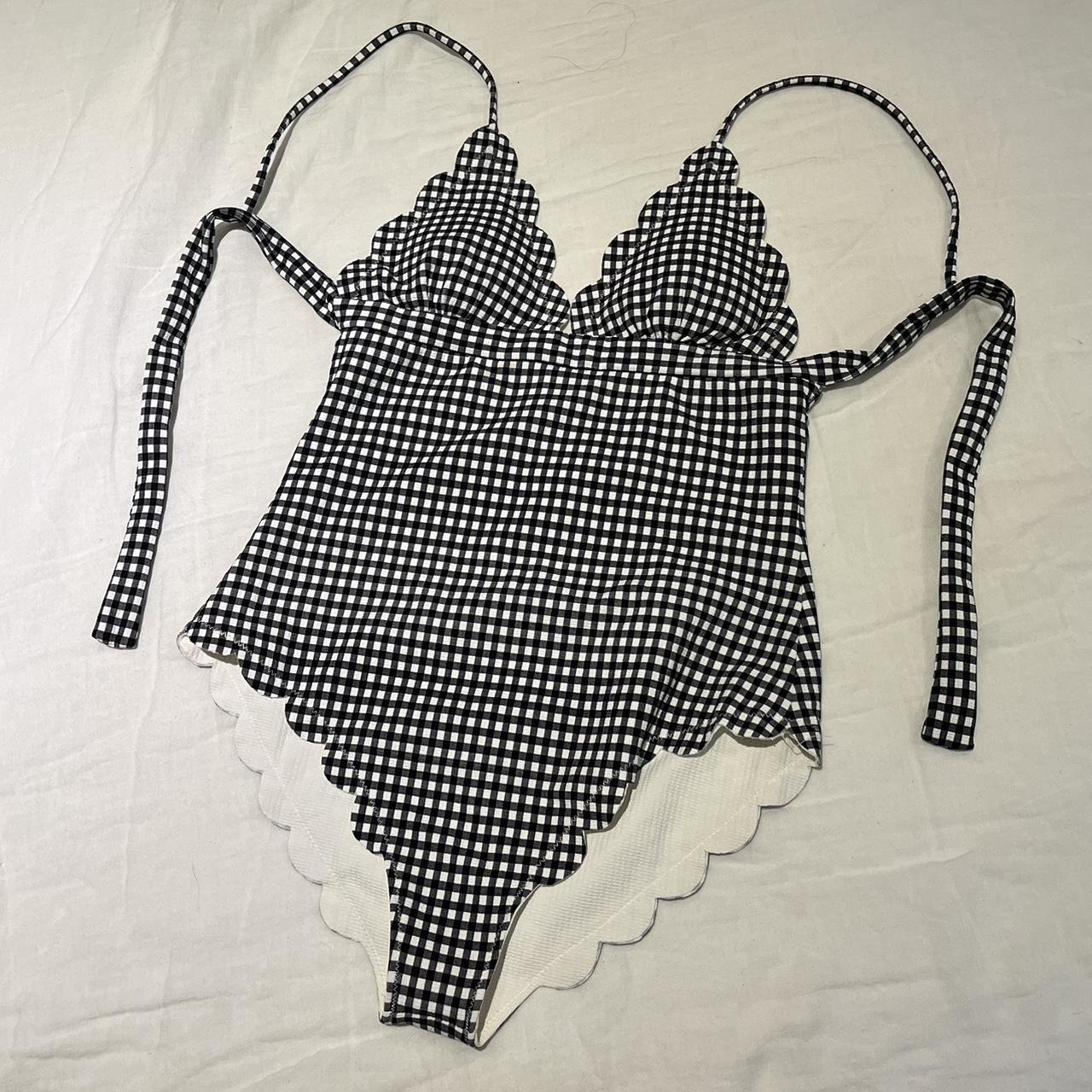 Marysia scalloped black and white one piece bathing... - Depop
