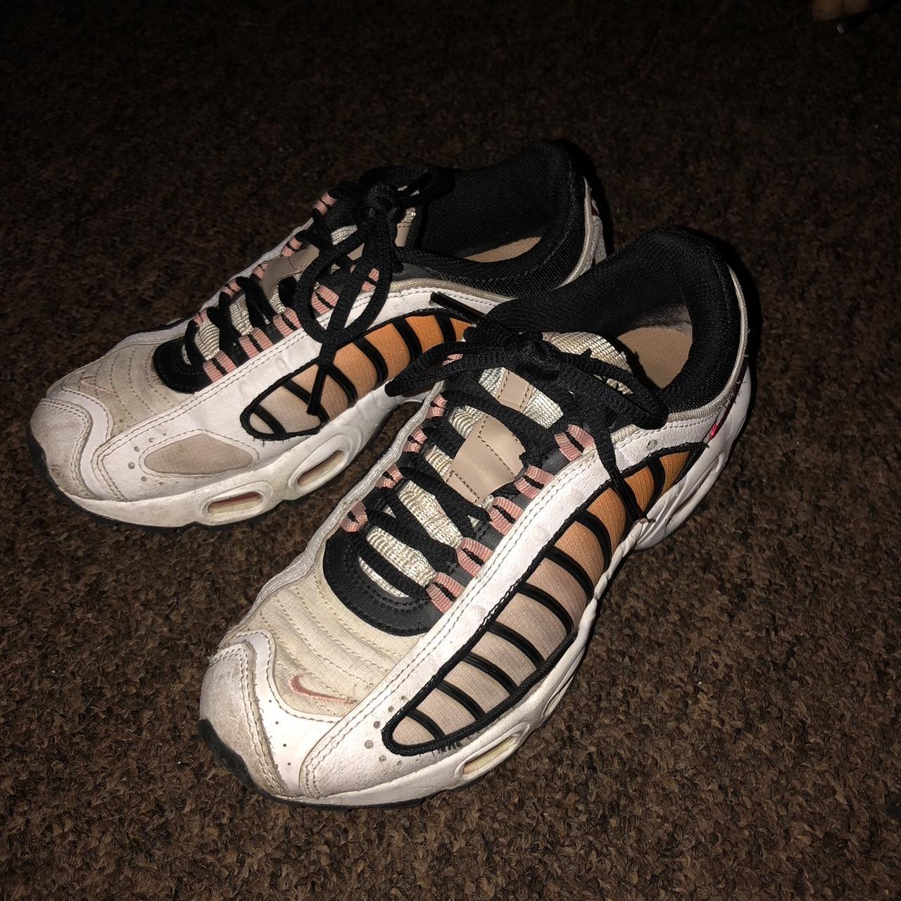 orange and white nike tailwinds. uk5. good condition... - Depop