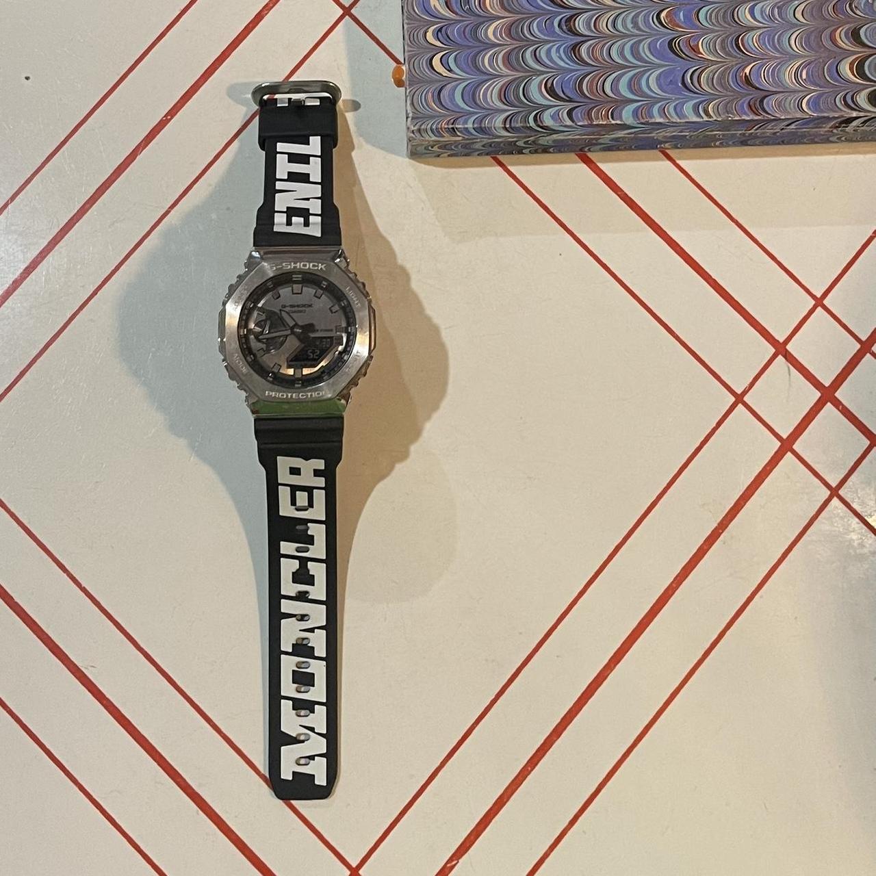 Moncler Women's Black and White Watch | Depop