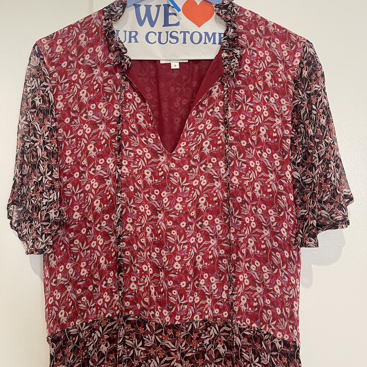 Brora red and pink floral dress. Boho summer... - Depop