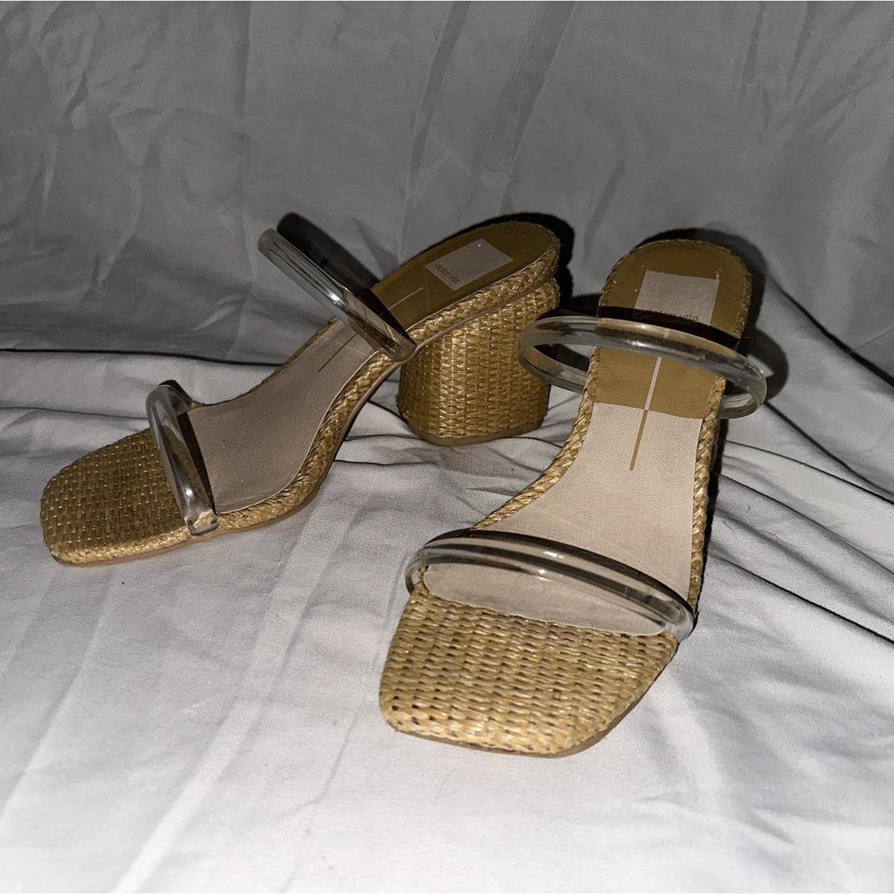 Dolce Vita Clear Straps Wicker Heels Size 8 Worn... - Depop