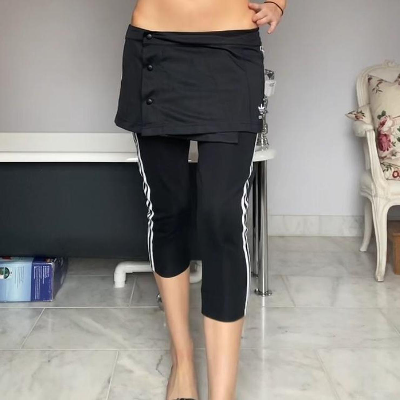 Adidas low rise black and white striped yoga capri... | Depop