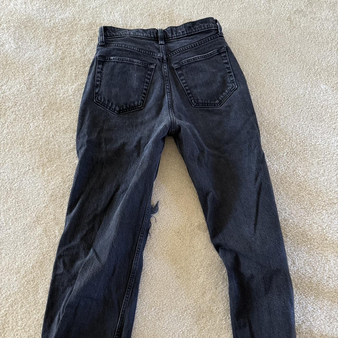 Abercrombie high-waisted ripped black jeans. Size 4... - Depop