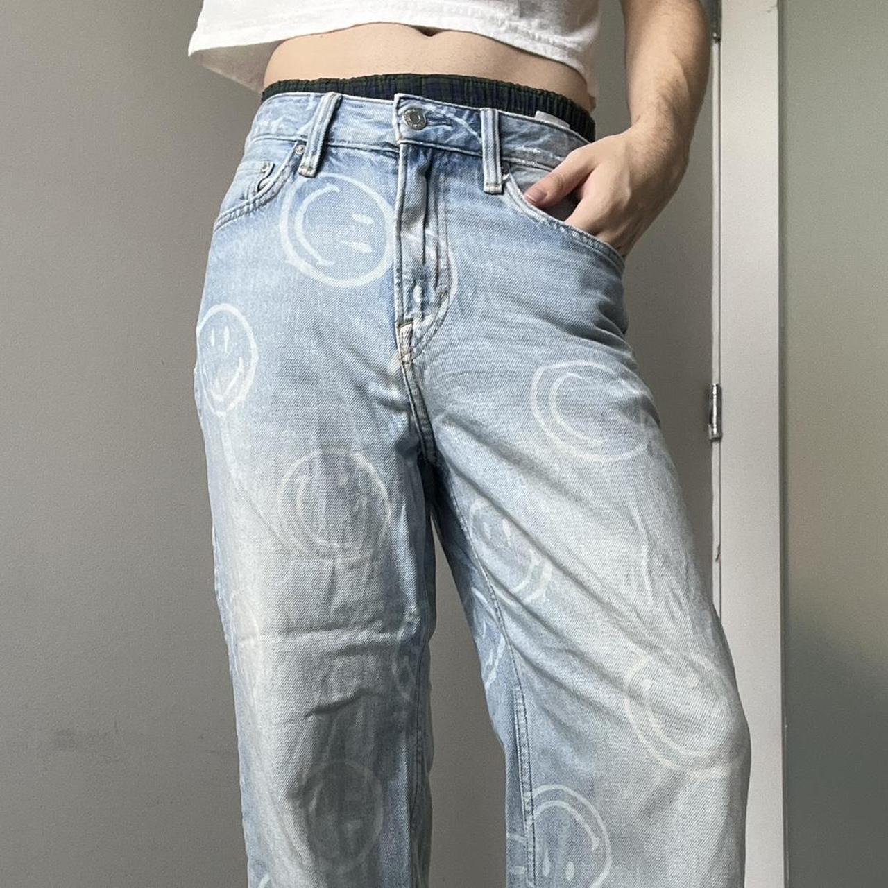 H&M x Smiley light wash jeans Worn a bit but super... - Depop