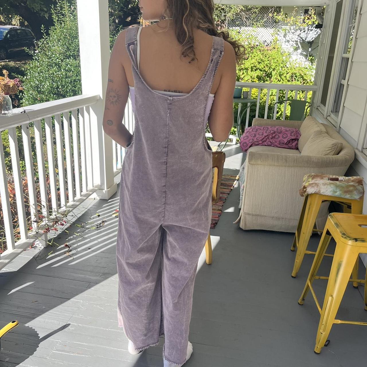 faded & frayed purple overalls corduroy... - Depop