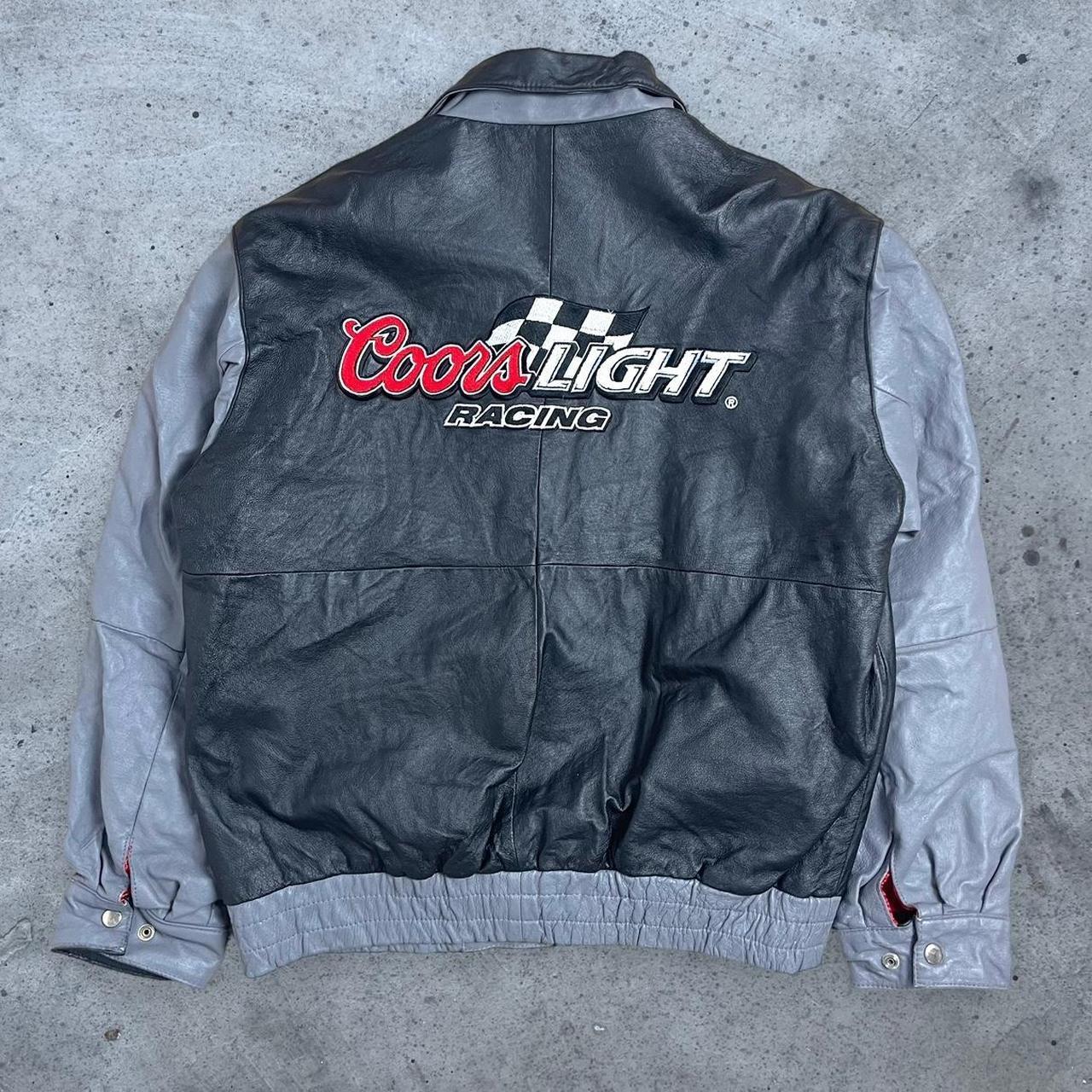 Vintage Leather Racing Jacket Leather varsity... - Depop
