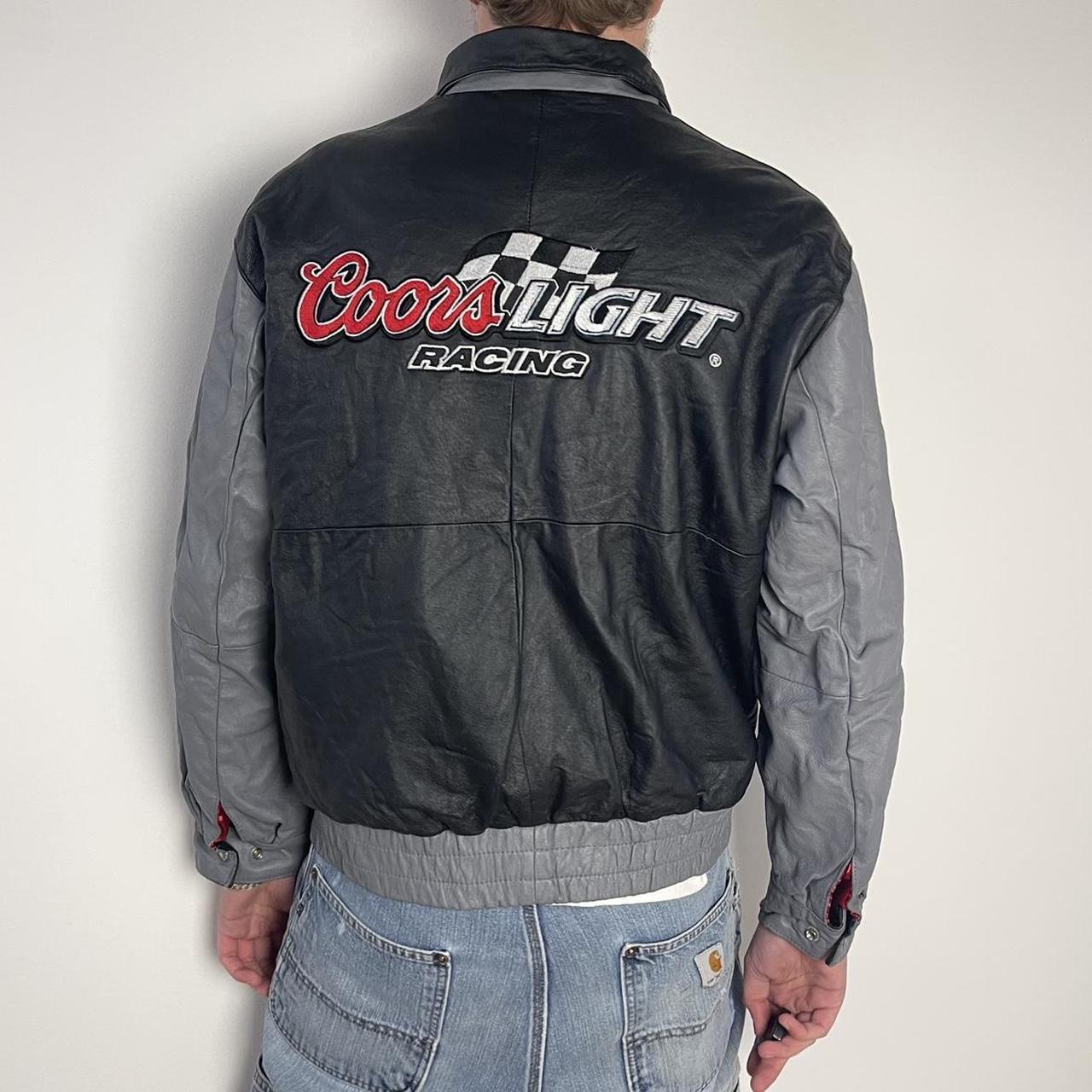 Vintage Leather Racing Jacket Leather varsity... - Depop