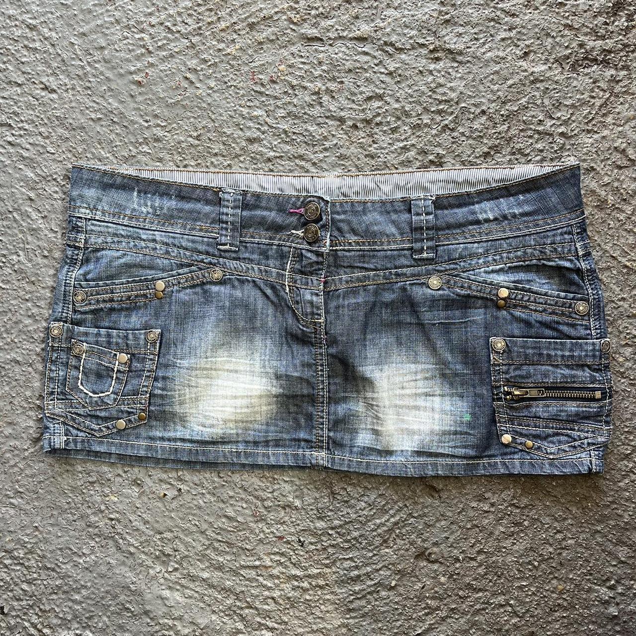 Y2k soul cal denim micro mini skirt Labelled size... - Depop