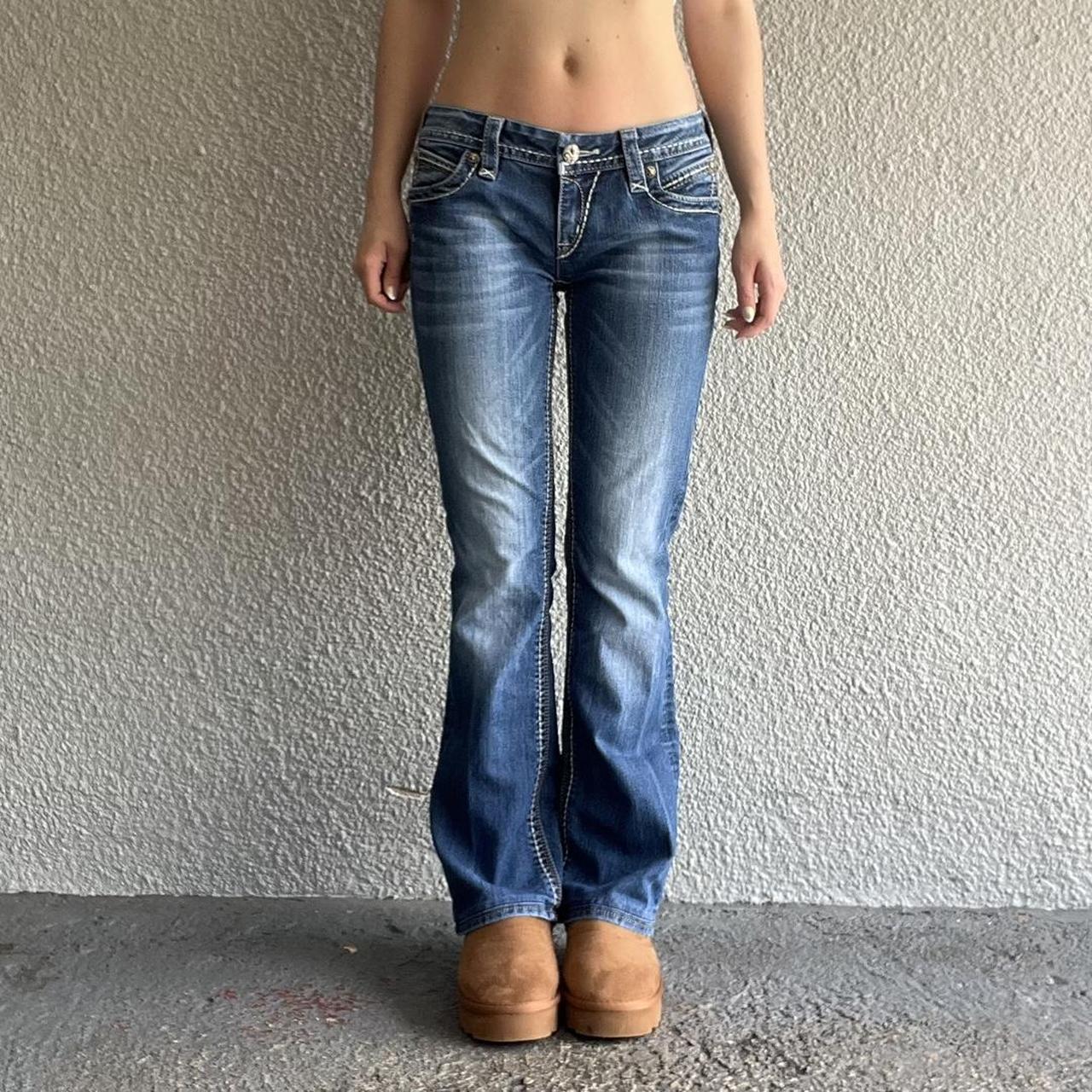 Y2k rock revival lowrise flare jeans Waist band is... - Depop