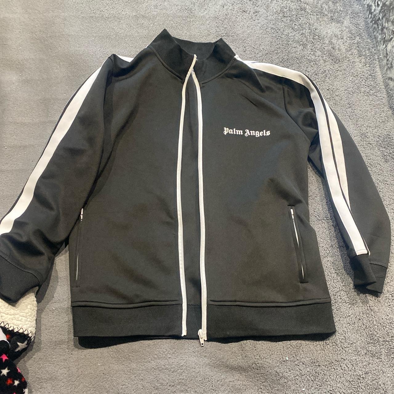 Palm Angels Men's Black and White Jacket | Depop