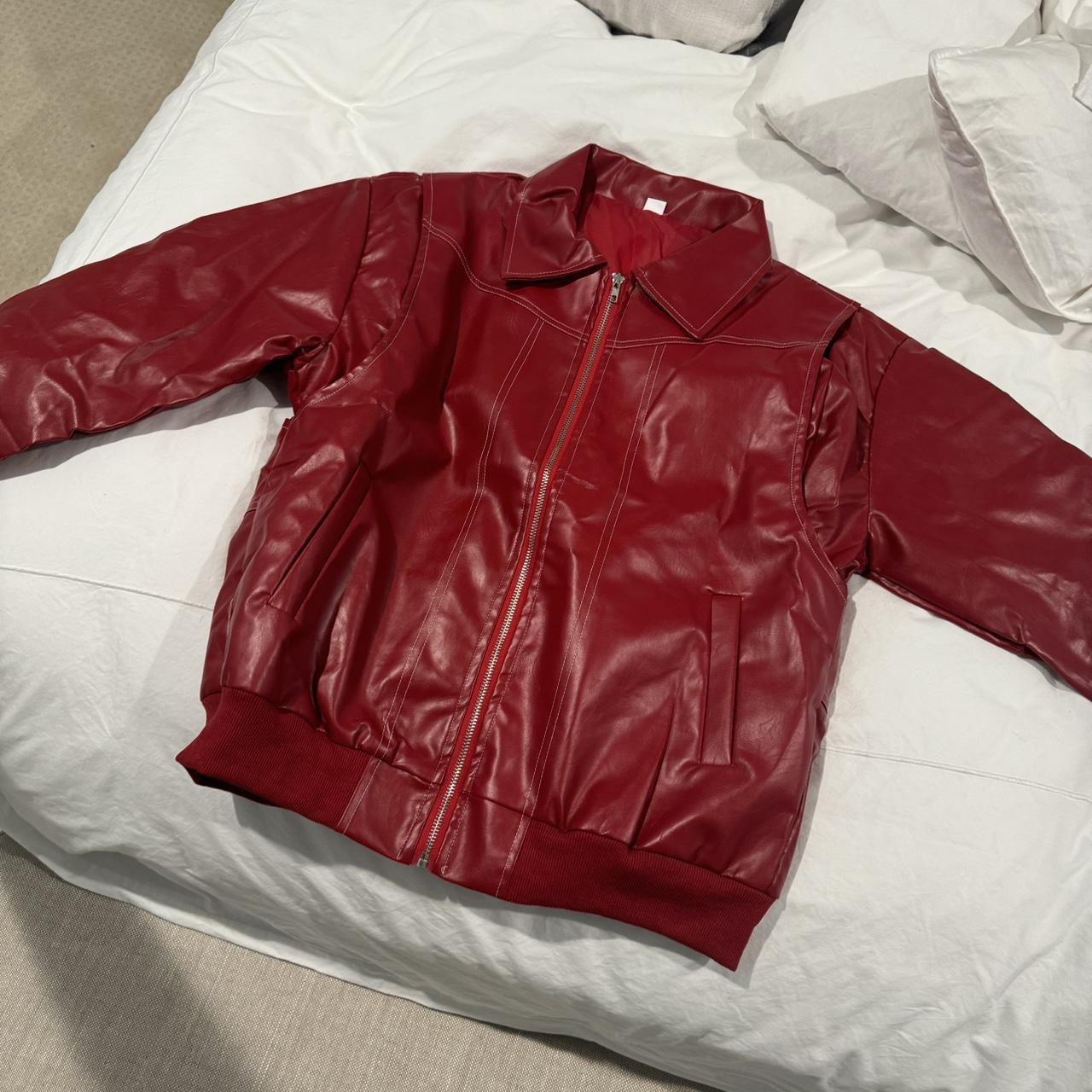 Red patent leather jacket ♥️ Brand new! Super cute... - Depop