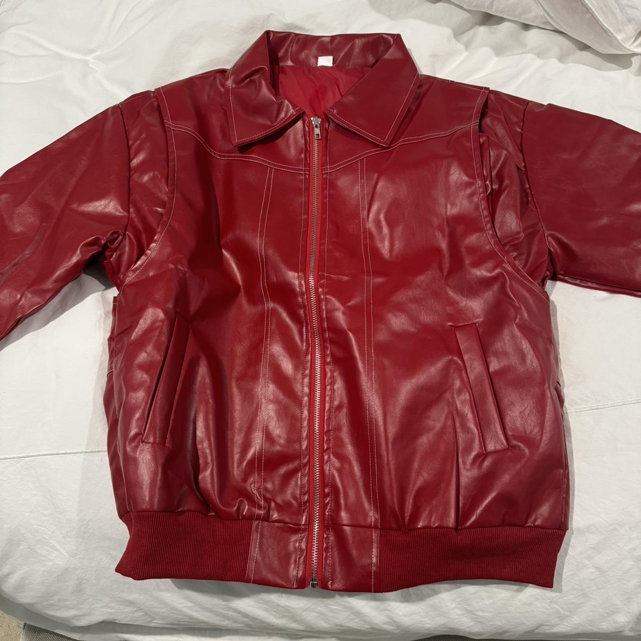 Red patent leather jacket ♥️ Brand new! Super cute... - Depop