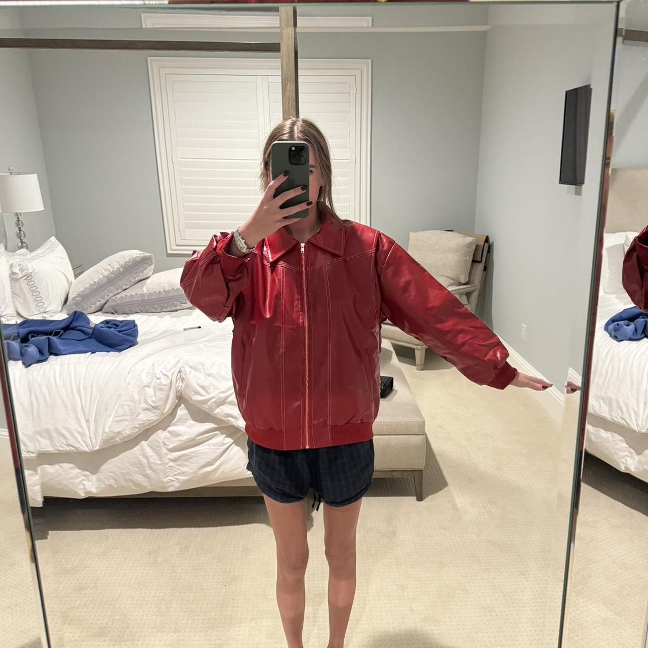 Red patent leather jacket ♥️ Brand new! Super cute... - Depop