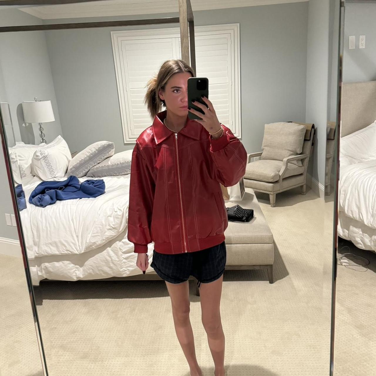 Red patent leather jacket ♥️ Brand new! Super cute... - Depop