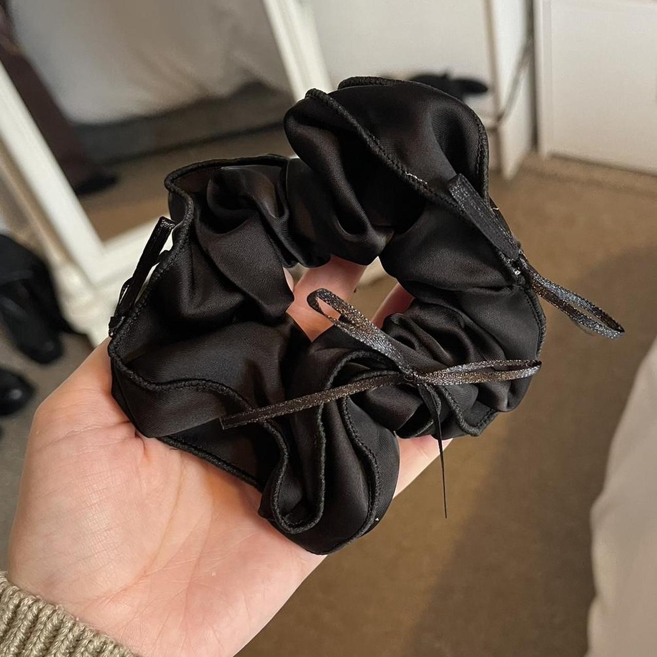 Black scrunchie with small bows Size: medium... - Depop