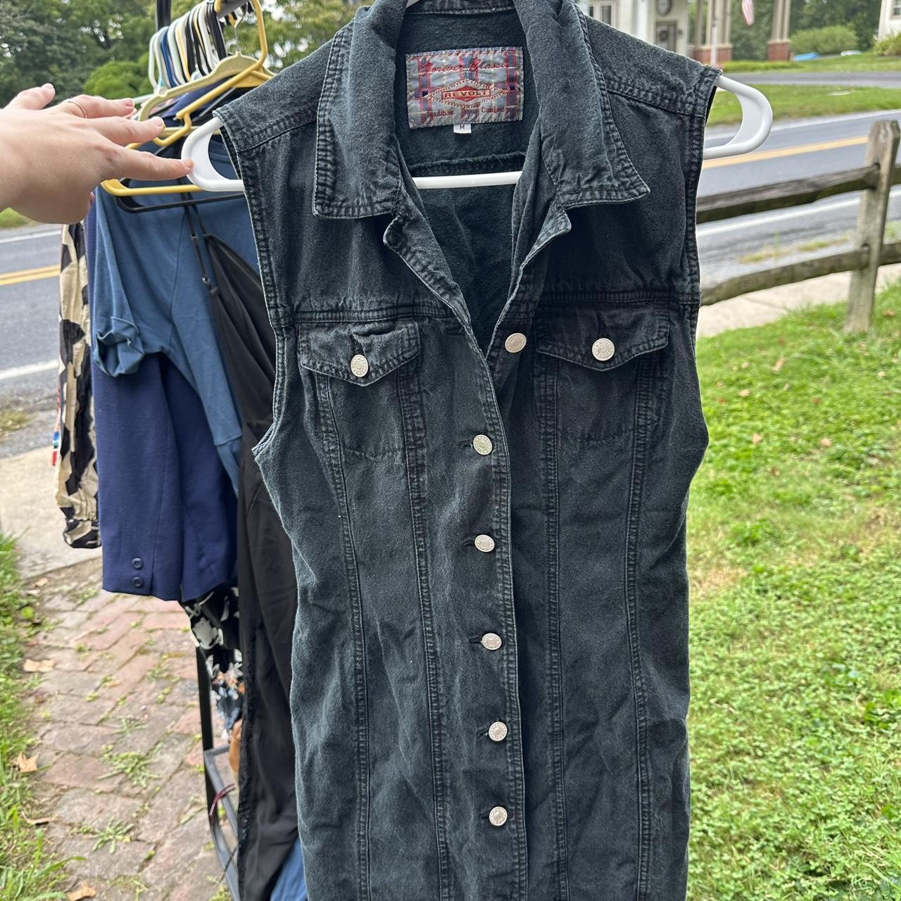 Revolt Brand Black Denim Button up Dress.. Size... - Depop