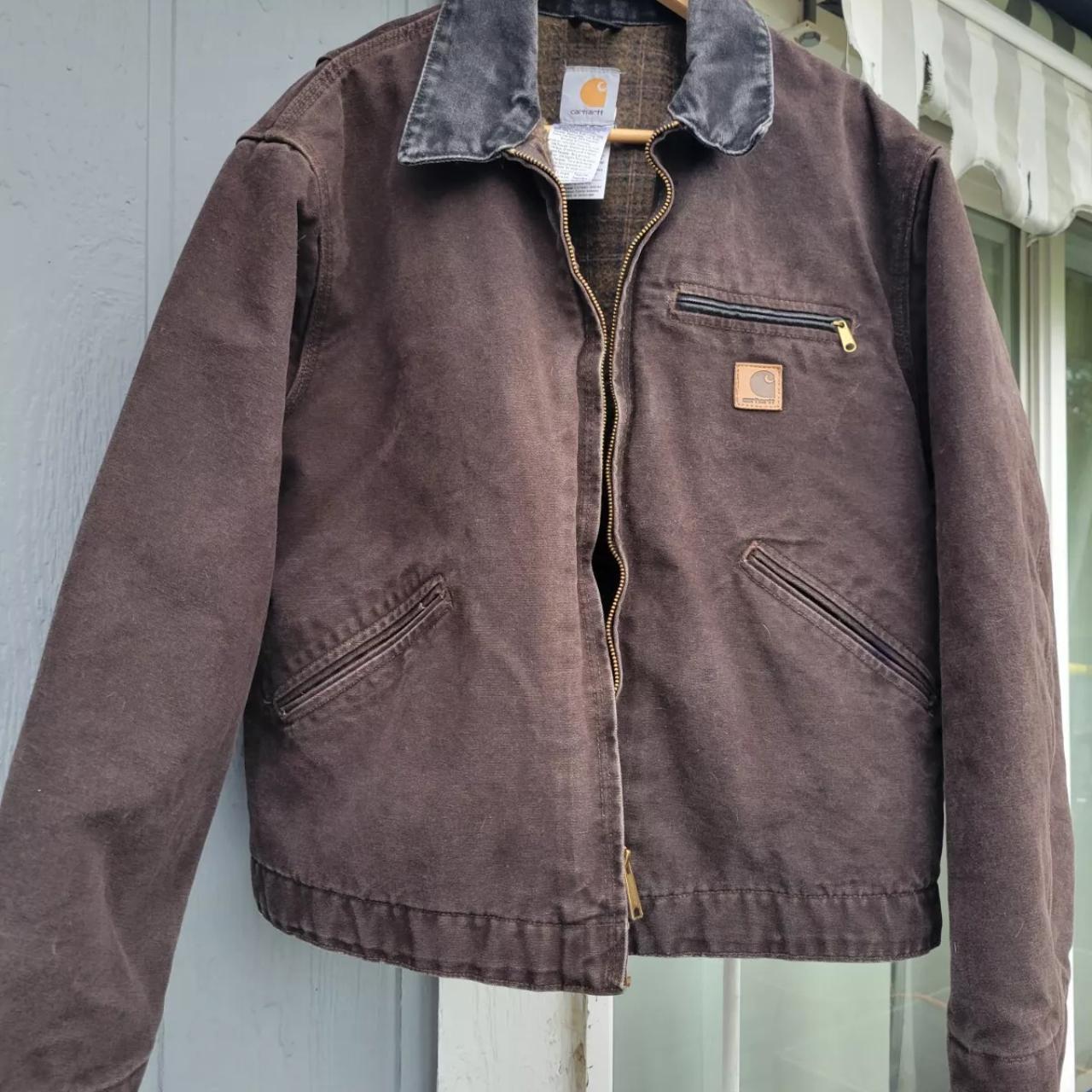 Vintage Carhartt J97 DKB Detroit Jacket Dark Brown... - Depop