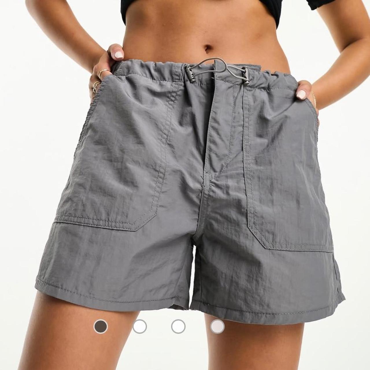 Pull and bear nylon grey shorts with drawstring... | Depop