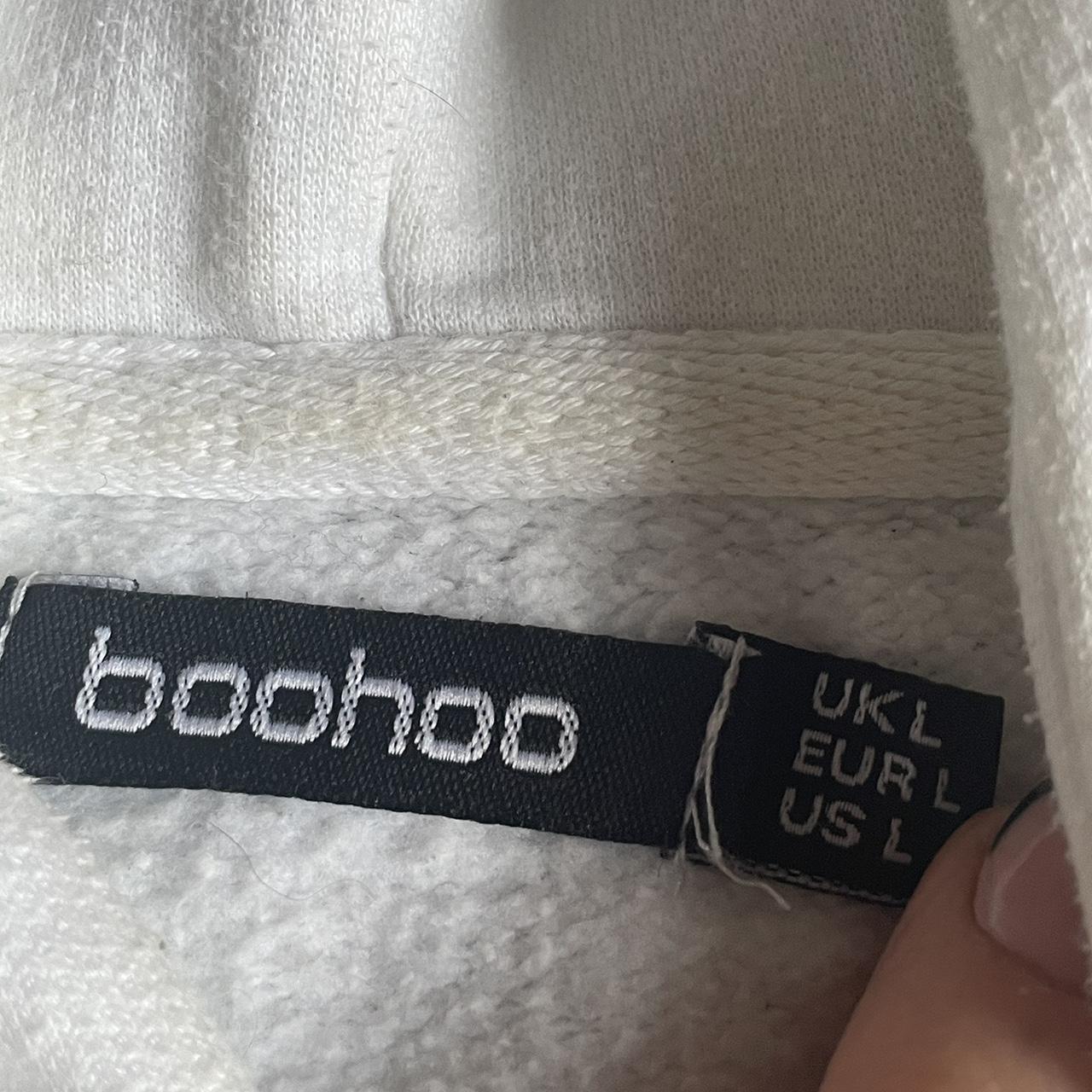 boohoo white cropped hoodie says size uk L on label... - Depop