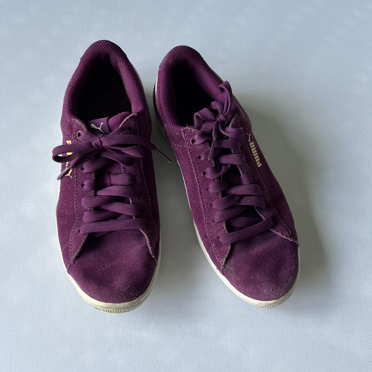 Purple Puma Sneakers -size 37 or 6.5 -suede -two... - Depop