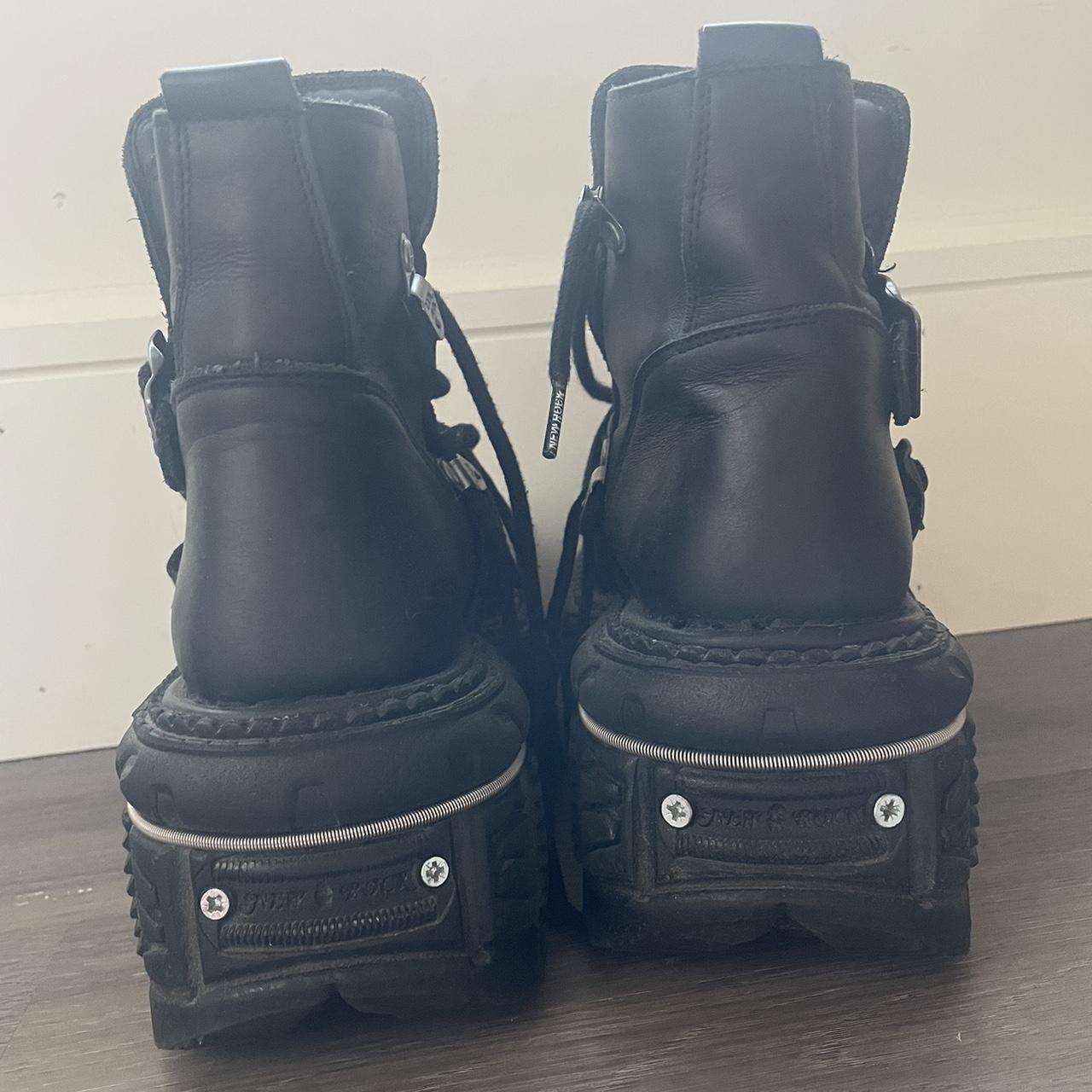 ON HOLD black new rock boots with crazy lacing and... - Depop