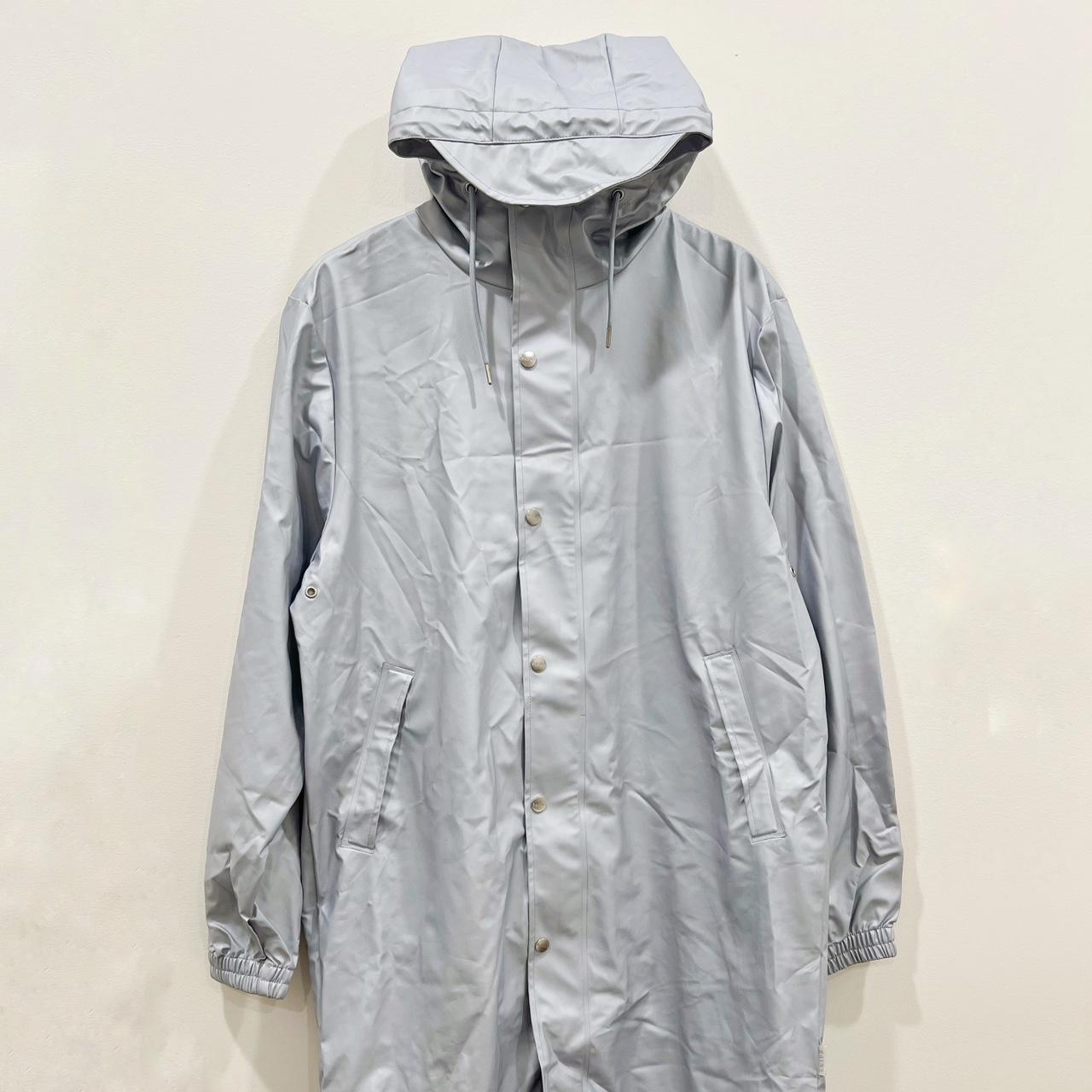 Rains Silver Long Raincoat | Depop