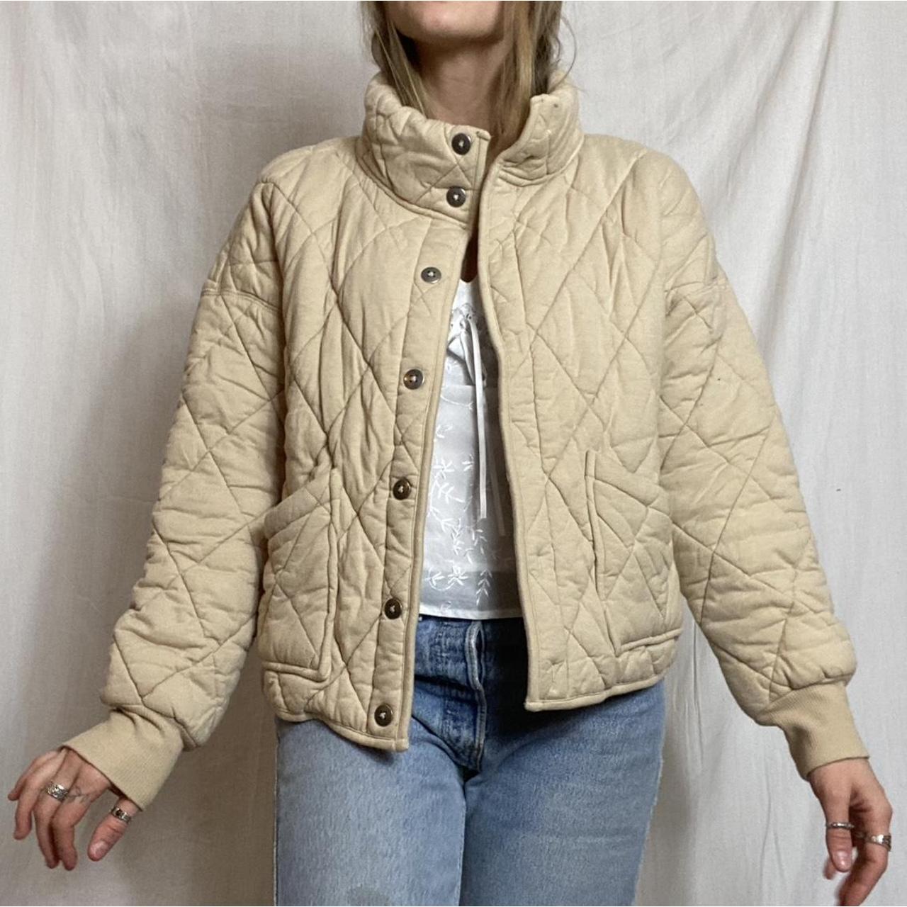 Wild Fable Women's Cream and Tan Jacket | Depop