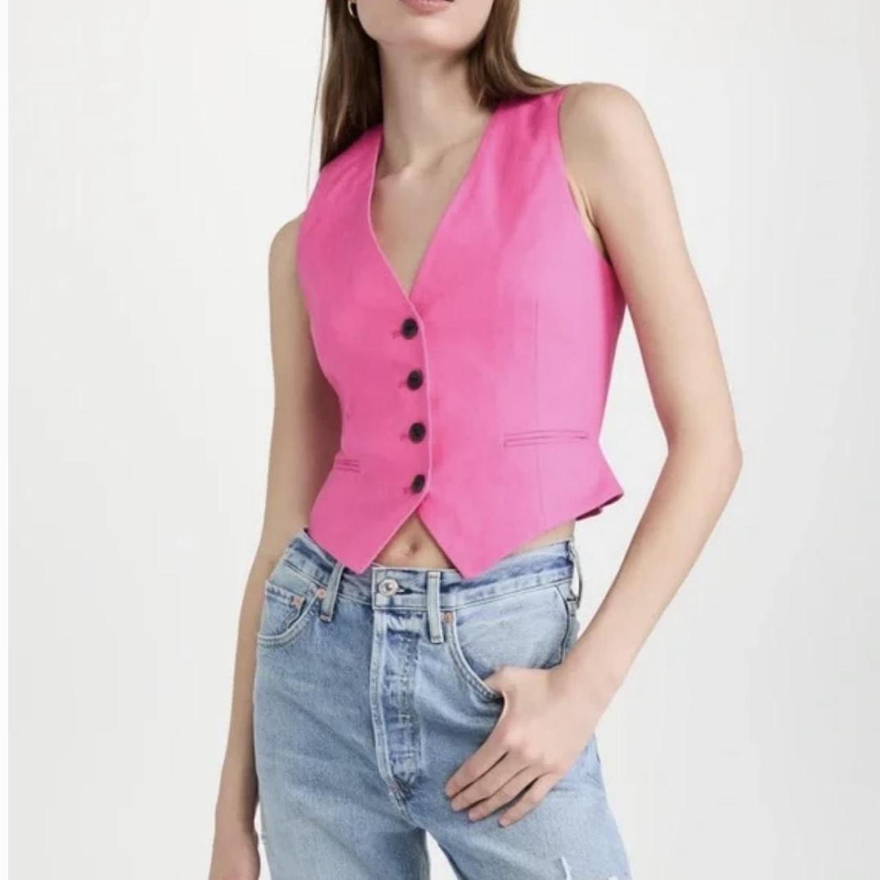 Rag & Bone Priya Linen Vest in Pink size 8 Fabric:... - Depop